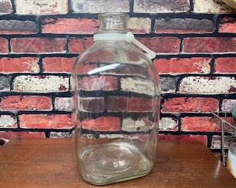 Large Four Sided Square Borden's One Gallon Glass Milk Jug Bottle Red Elsie Cow Designs on All ...