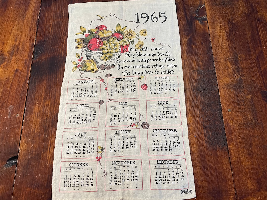 Fabric Calendar From 1965 - Etsy