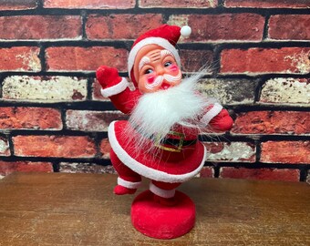 Vintage 60s 70s Dancing Santa and Mrs. Claus Flocked Ornaments, 1960s ...