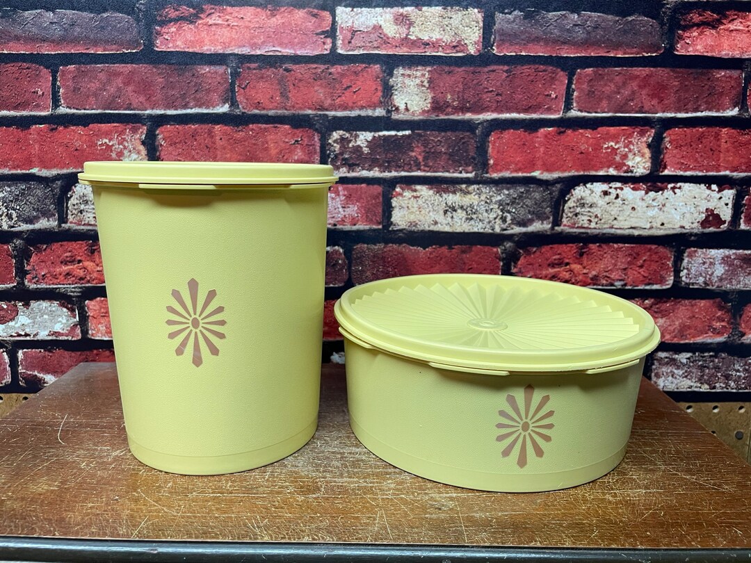 Two Gold Tupperware Canisters - Etsy