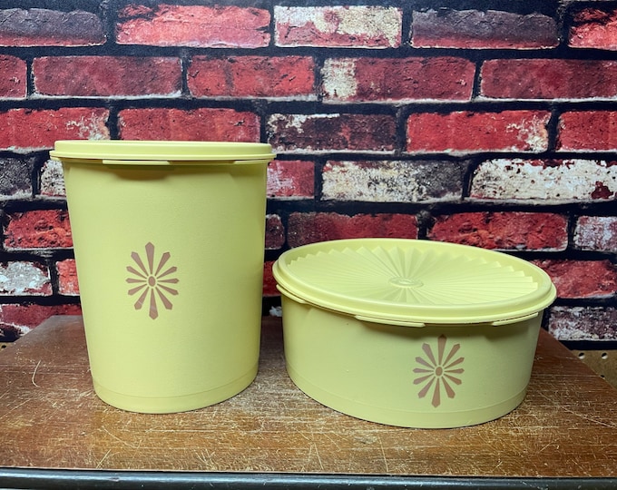 Two Gold Tupperware Canisters - Etsy