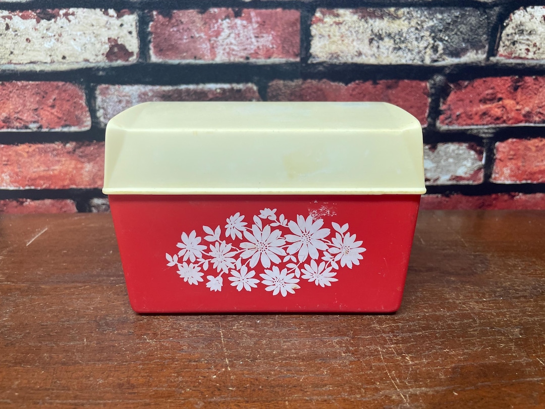Red Plastic Recipe Box - Etsy