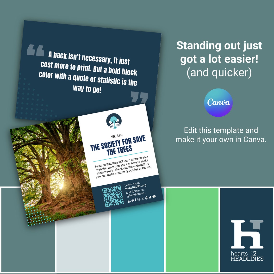 7x5 Handout Card Template Nonprofits & Small Businesses color Palette ...