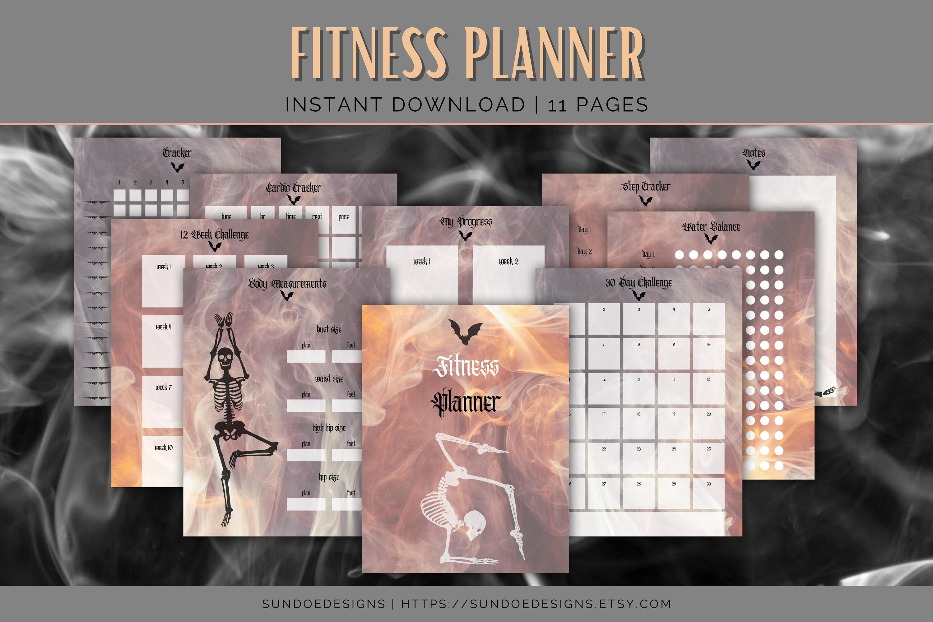 Printable Health & Fitness Planner, Diet Journal, Diet, Workout ...