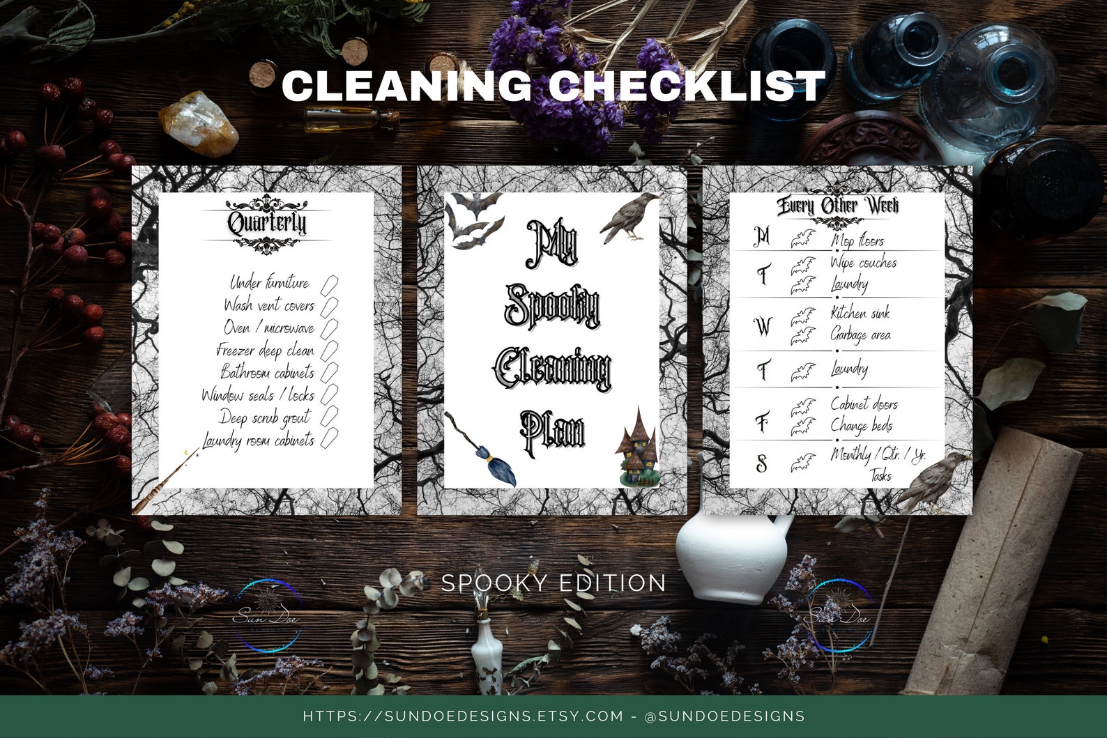 The Ultimate Spooky Cleaning Checklist, Goth Planner, Witchy Checklists ...