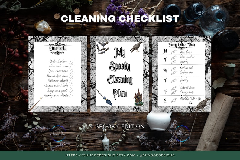 The Ultimate Spooky Cleaning Checklist, Goth Planner, Witchy Checklists ...