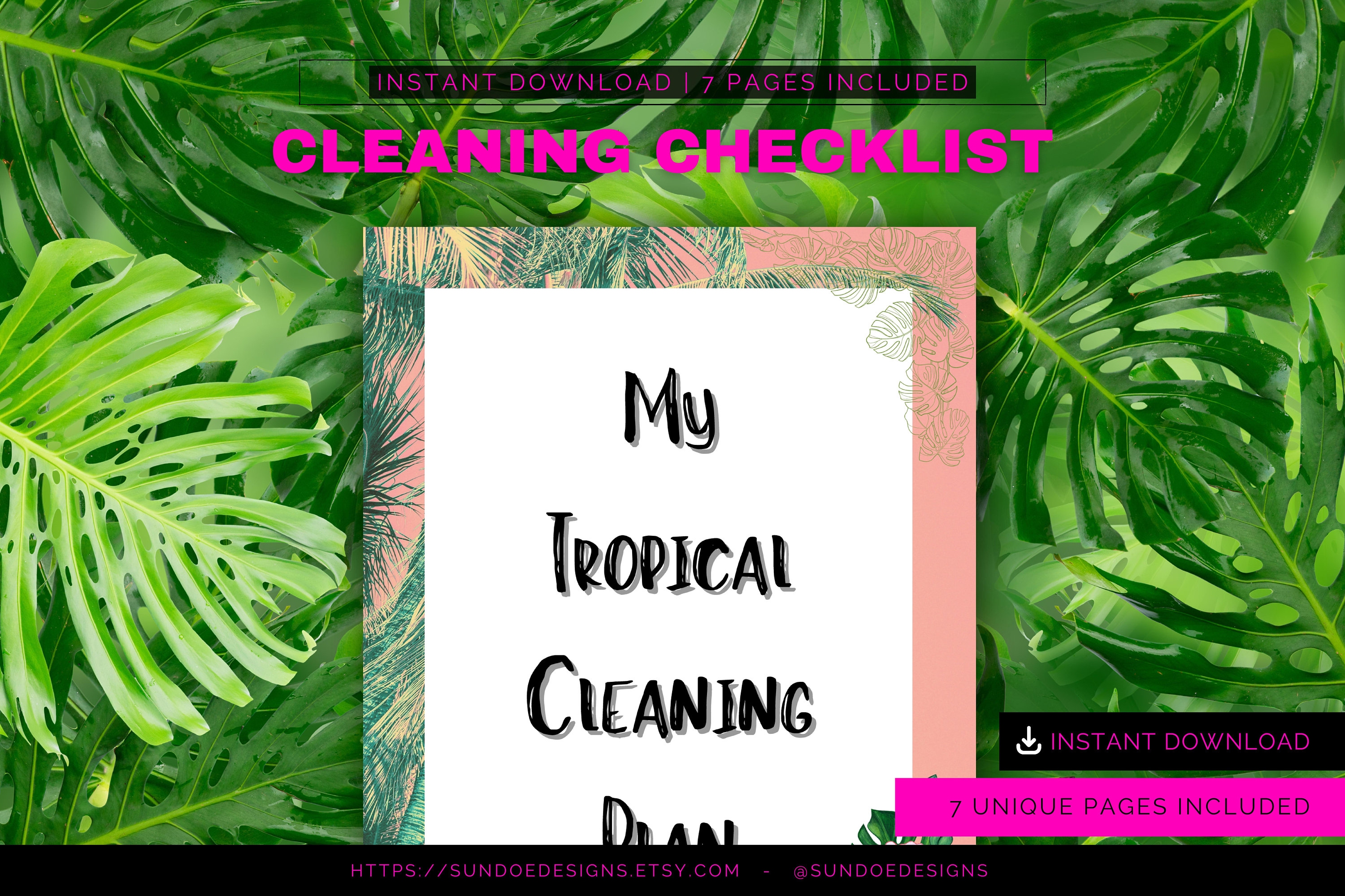 Ultimate Tropical Cleaning Checklist, Tropical Planner, Beachy ...