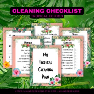 Ultimate Tropical Cleaning Checklist, Tropical Planner, Beachy ...