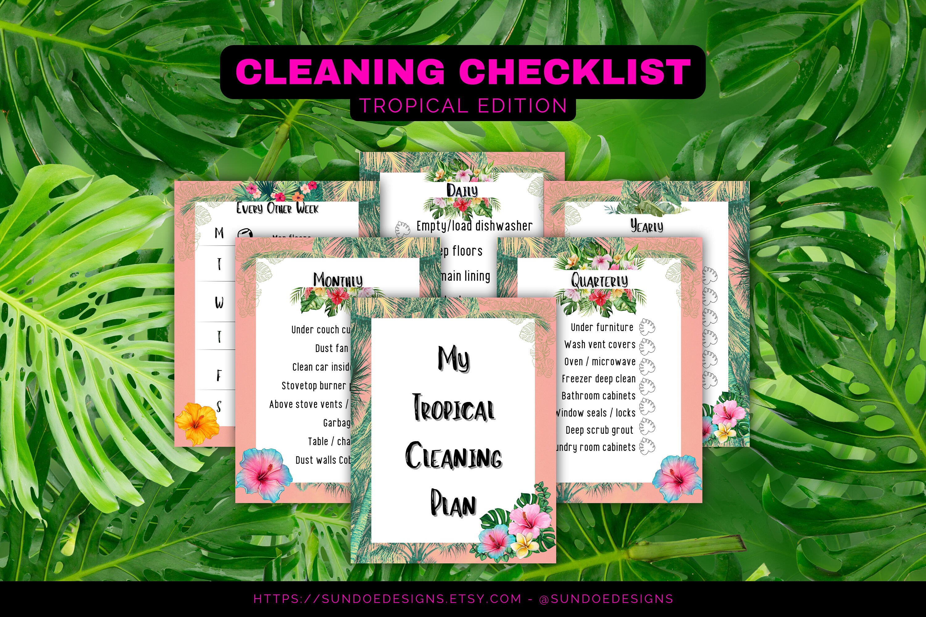 Ultimate Tropical Cleaning Checklist, Tropical Planner, Beachy ...