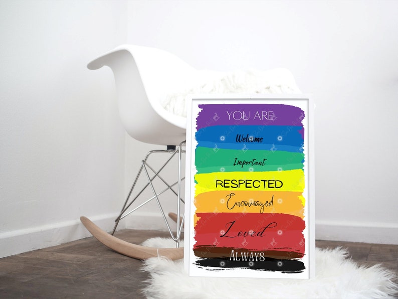 Safe Space Rainbow Pride Print, Gay Pride Art, LGBTQ, Printable ...