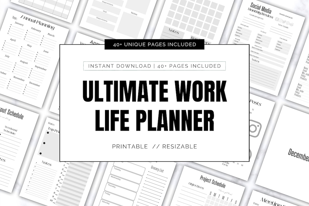 Ultimate Work Life Planner, Customizable Planner Template, Printable ...