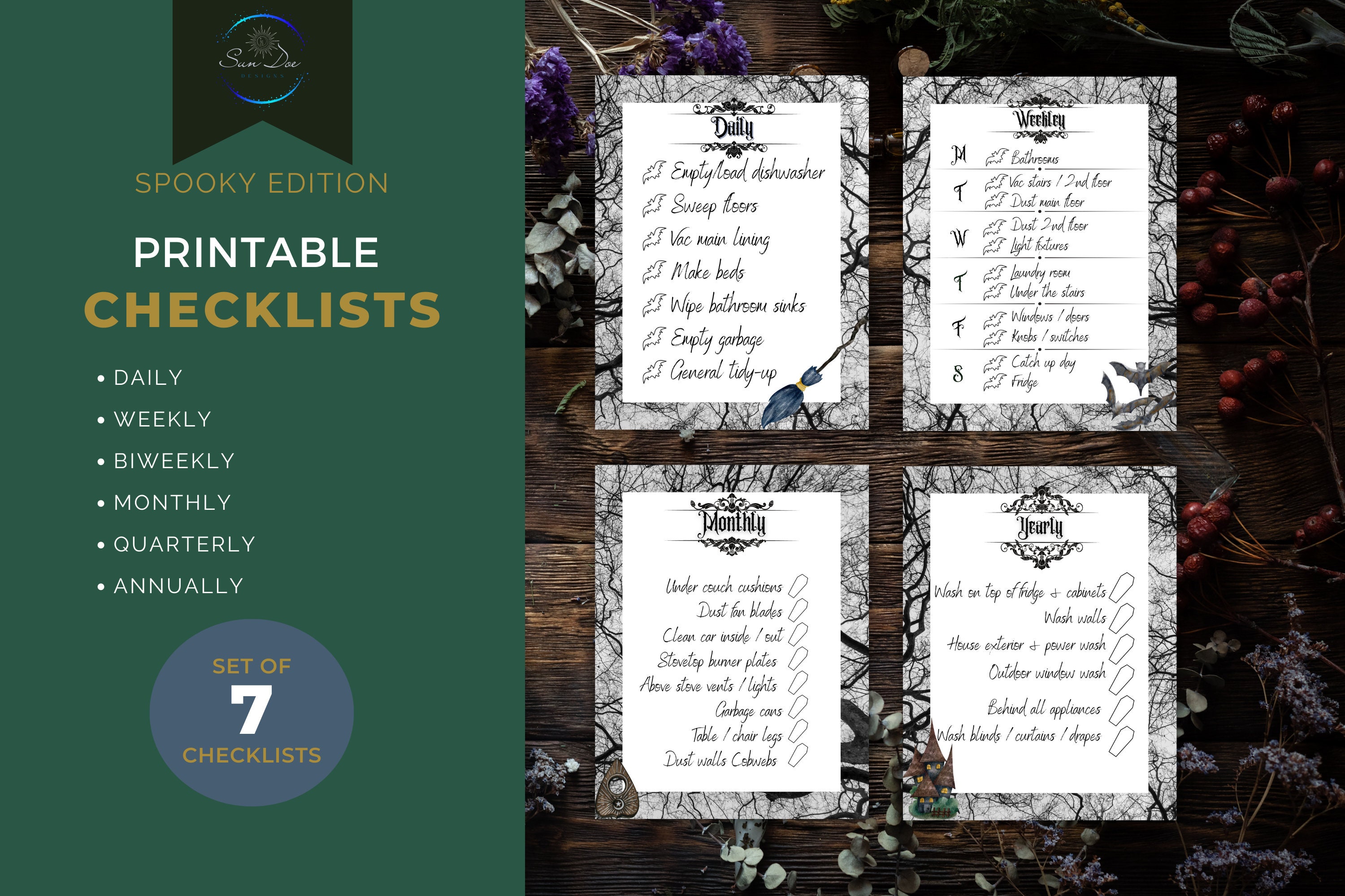 The Ultimate Spooky Cleaning Checklist, Goth Planner, Witchy Checklists ...
