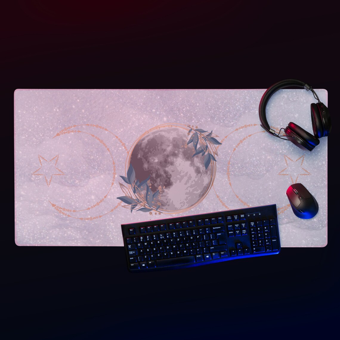Gaming Mouse Pad, Triple Moon, Celestial Maiden Mother Crone, White ...