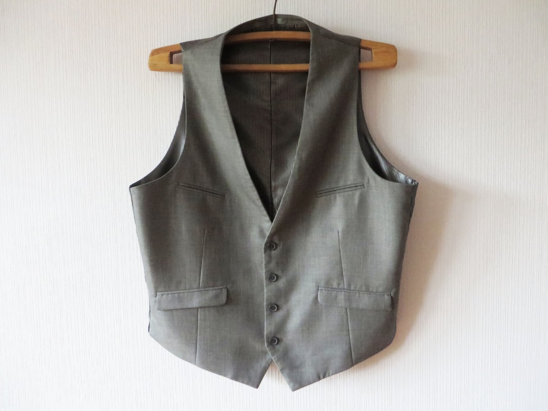 Formal Mens Vest Gray Classic Waistcoat Steampunk Vest Gentlemen's ...