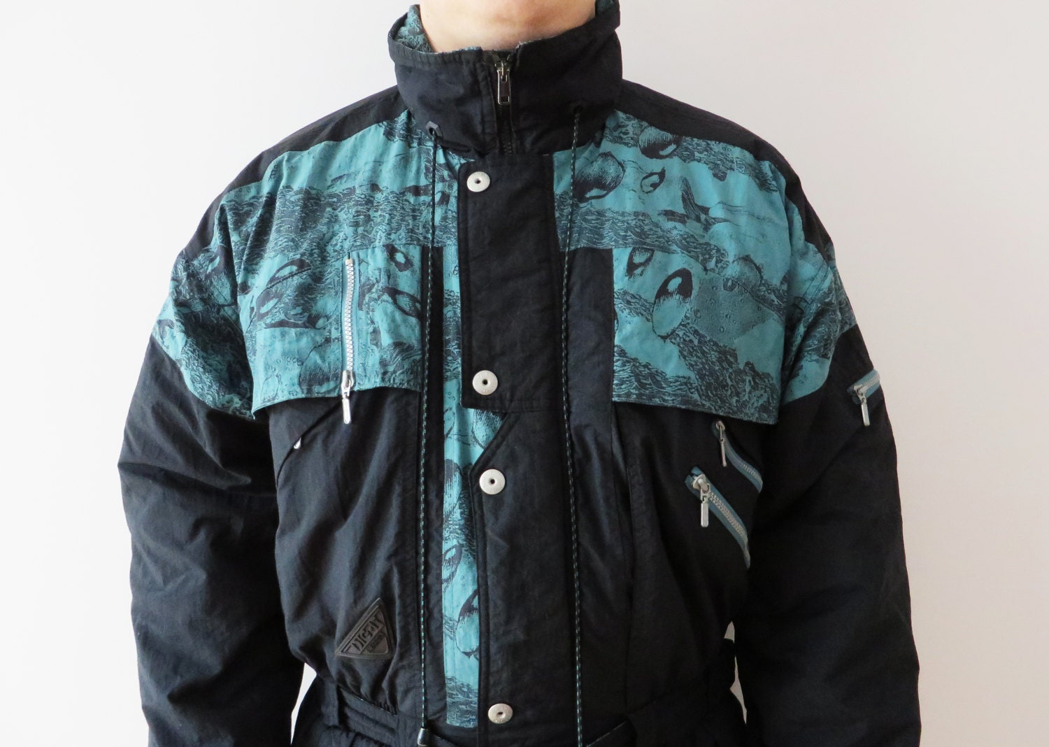 One Piece Ski Suit Black Retro Snowsuit Hipster Snow Pants Slalom ...