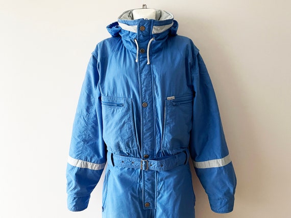 90s Blue ski suit, One piece snowsuit, hipster snow p… - Gem