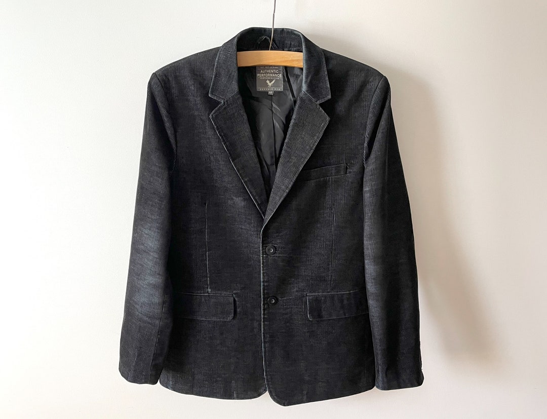 Corduroy Sport Coat, Black Cotton Blazer, Men's Formal Jacket, Preppy ...
