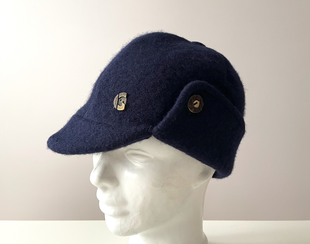 Men's Winter Hat, Navy Blue Wool Trachten Cap, Warm Austrian Tirol Hat ...