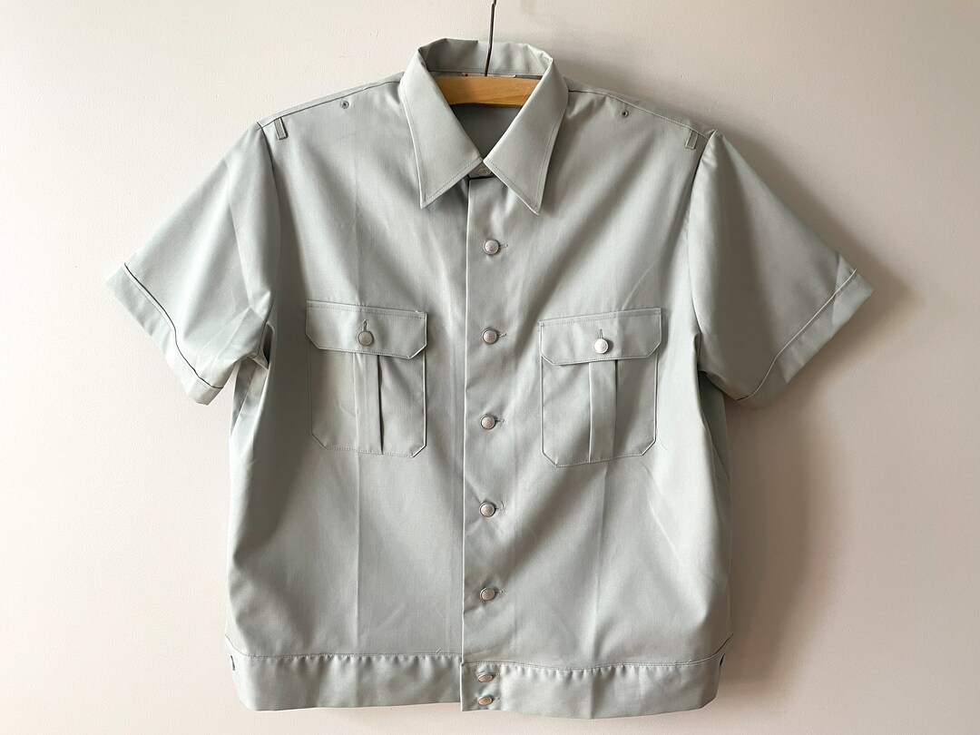 NOS Uniform Shirt, Men's Workwear, Light Grey Work Shirt, Short Sleeve ...