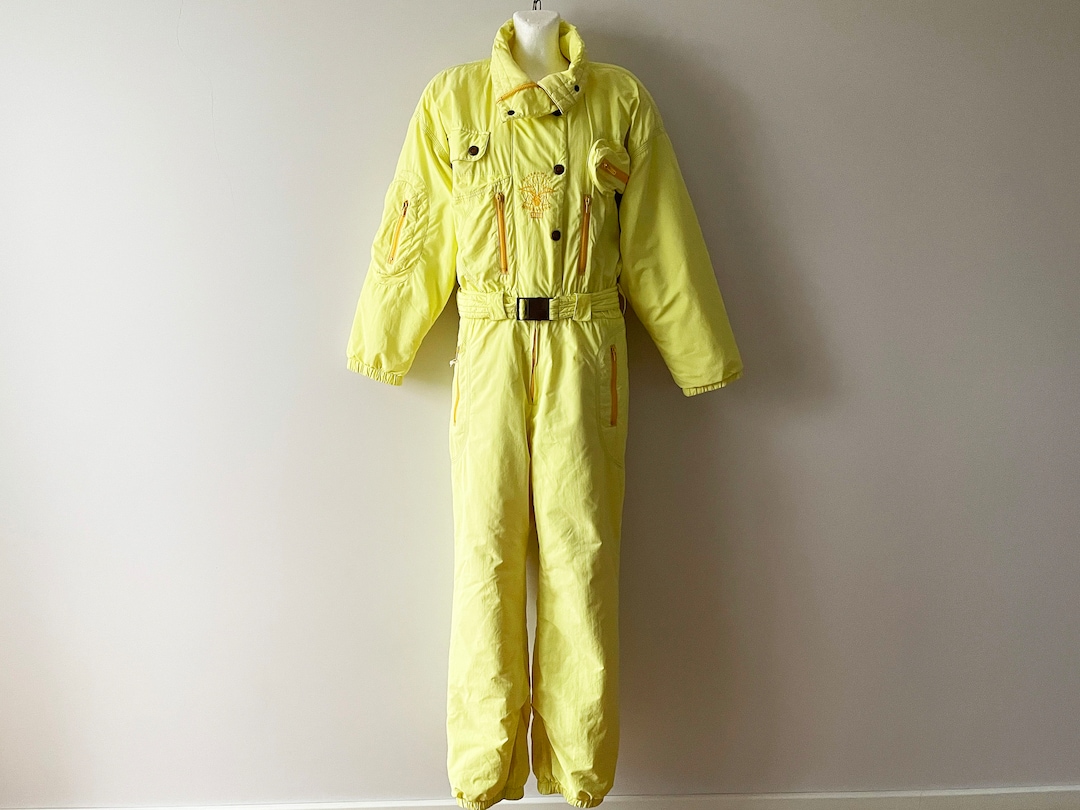 80s Skila Ski Suit, Bright Lemon Yellow One Piece Snowsuit, Hipster ...