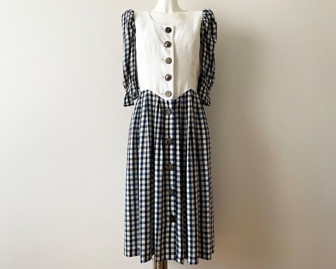 Plaid Dirndl Dress Linen Austrian Gown Women's Tirolean - Etsy
