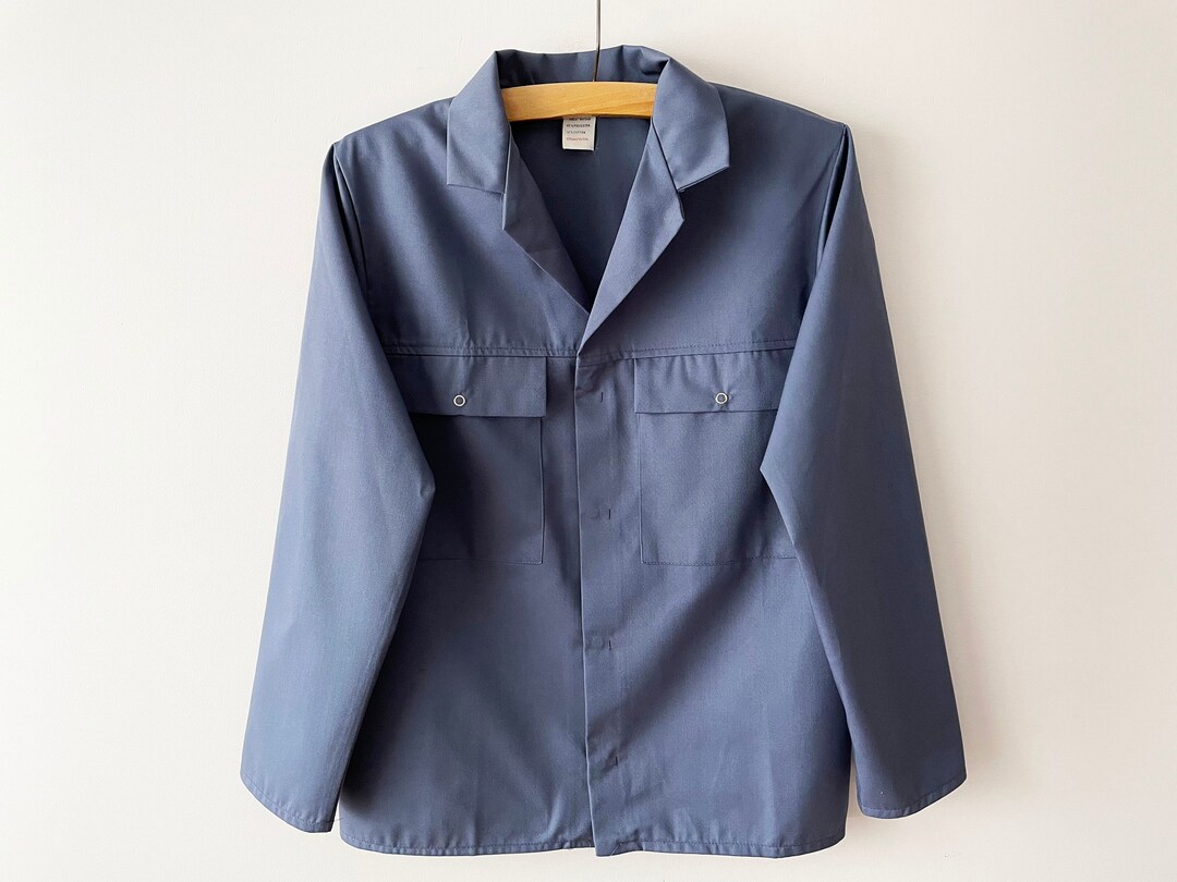 Grey Men Work Jacket, Retro Artist Wear, Cotton Poly Blend Workwear ...