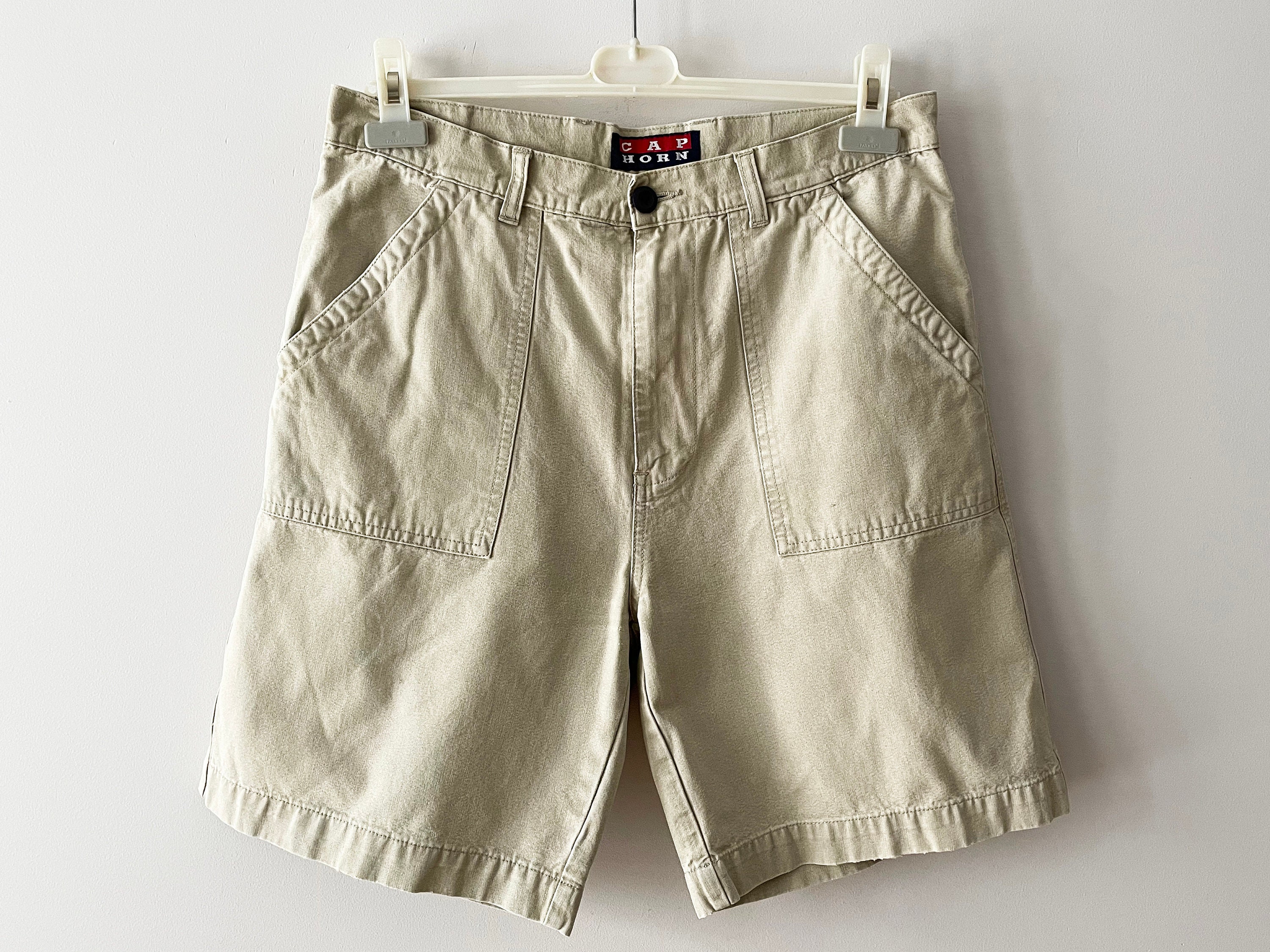Men's Beige Cargo Shorts, Summer Safari Pants With Pockets, Cotton ...