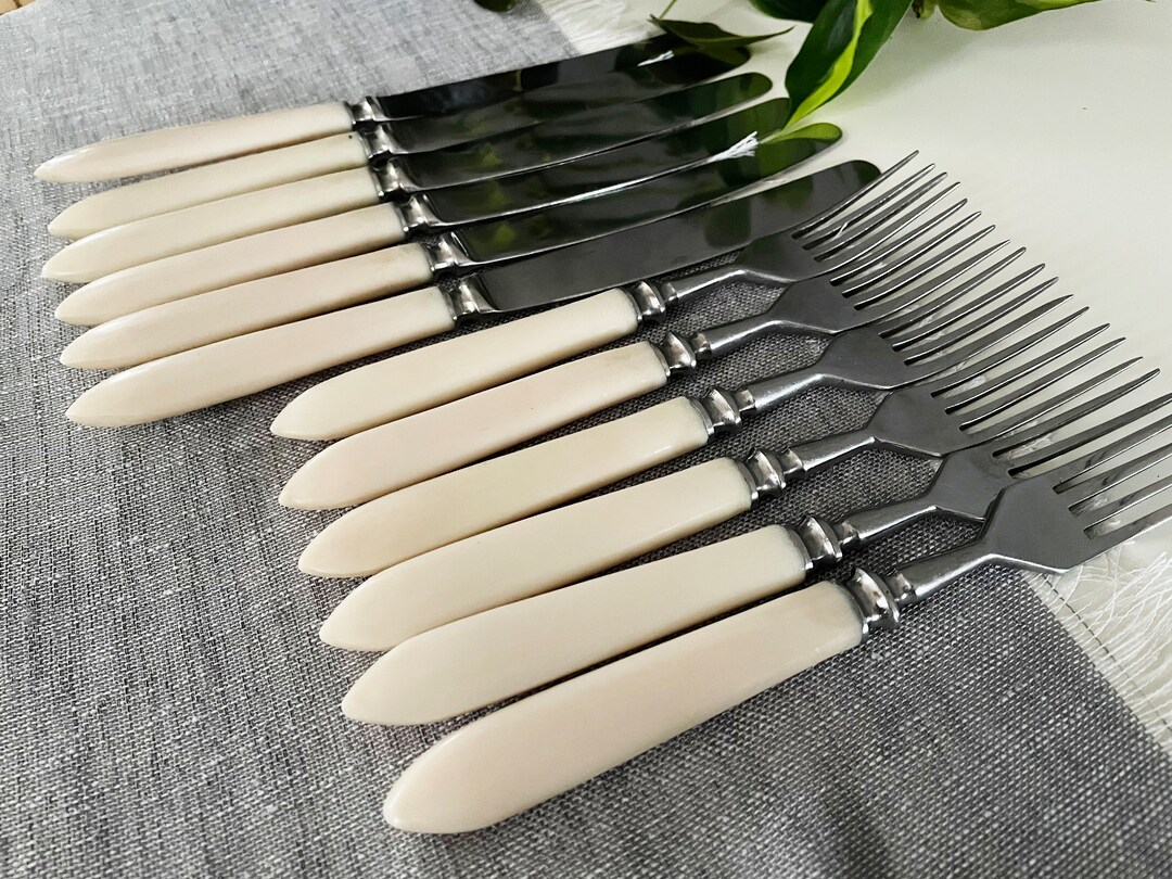 6 Knives and 6 Forks With Bakelite Handles, 12 Pieces Bakelite Cutlery ...