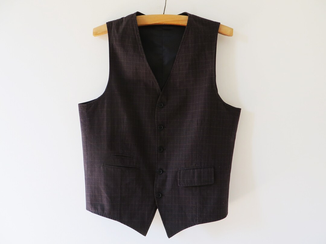 Plaid Men Vest Formal Cotton Waistcoat Steampunk Vest Gentlemen's ...