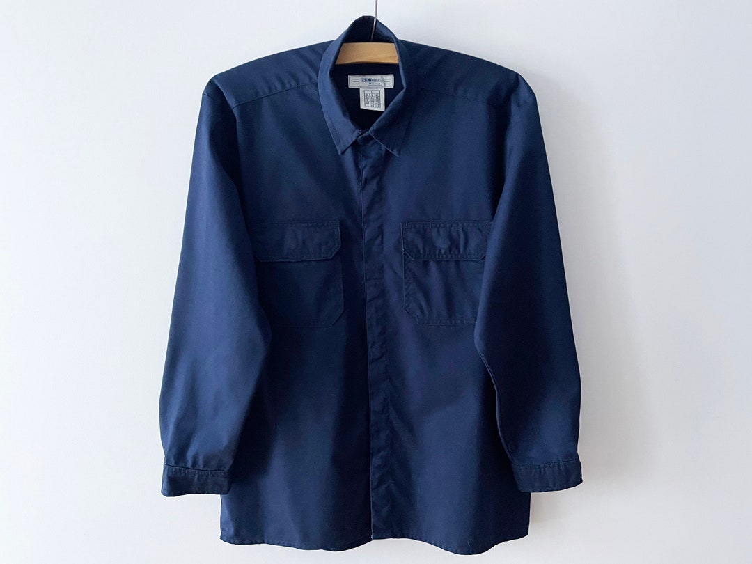 Canvas Work Jacket, Navy Blue Cotton Workwear, Men's Work Clothes ...