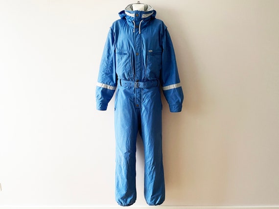90s Blue ski suit, One piece snowsuit, hipster snow p… - Gem