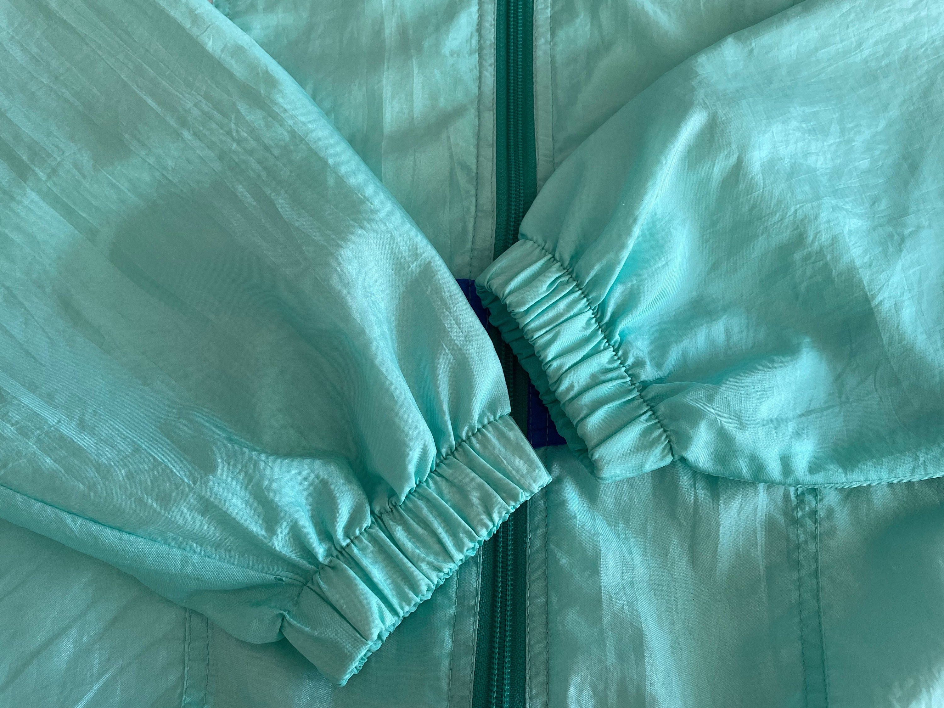 Vintage 80s Nylon Track Jacket: Mint Green Colorblock Windbreaker ...