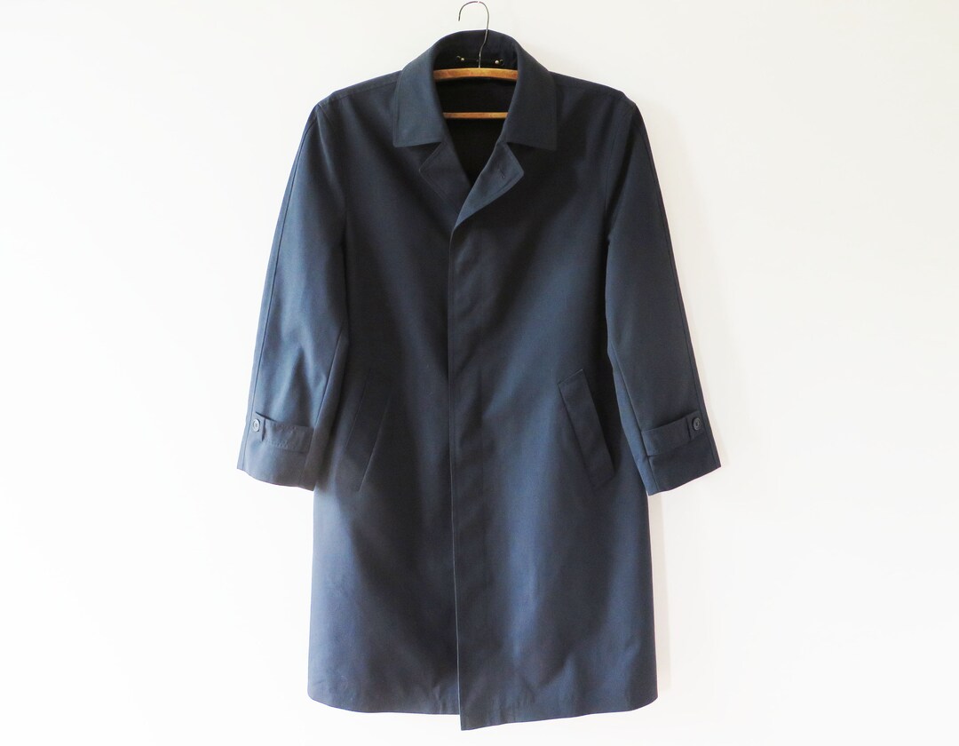 Classic Men's Trench Preppy Trench Coat Lightweight Coat Navy Raincoat ...