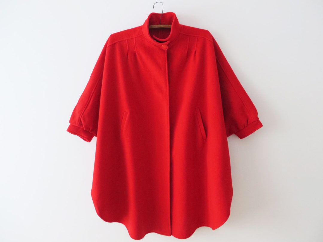 Hot Red Cape Coat Red Wool Poncho Women Felt Wool Cape Winter Blanket ...