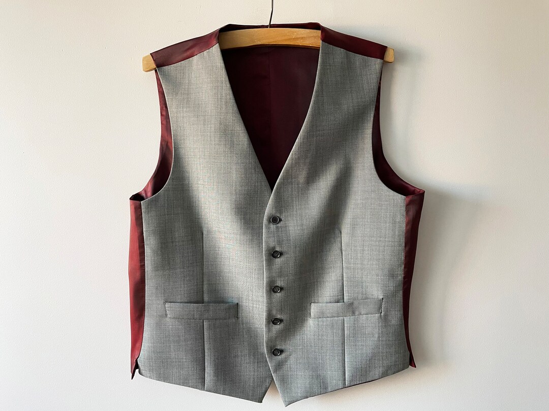 Formal Men's Vest, Gray Wool Blend Fitted Waistcoat, Wedding Groom ...