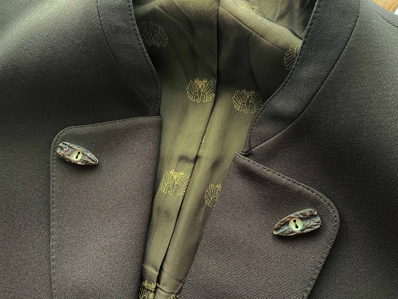 90s Khaki Loden Blazer, Men Mandarin Collar Trachten Sport Coat ...