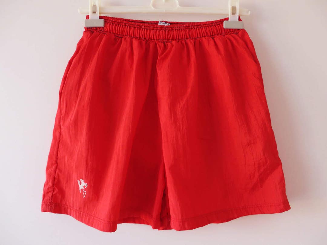 Hot Red Shorts Men's Swimwear Red Swimming Trunks Athletic Wear Men ...