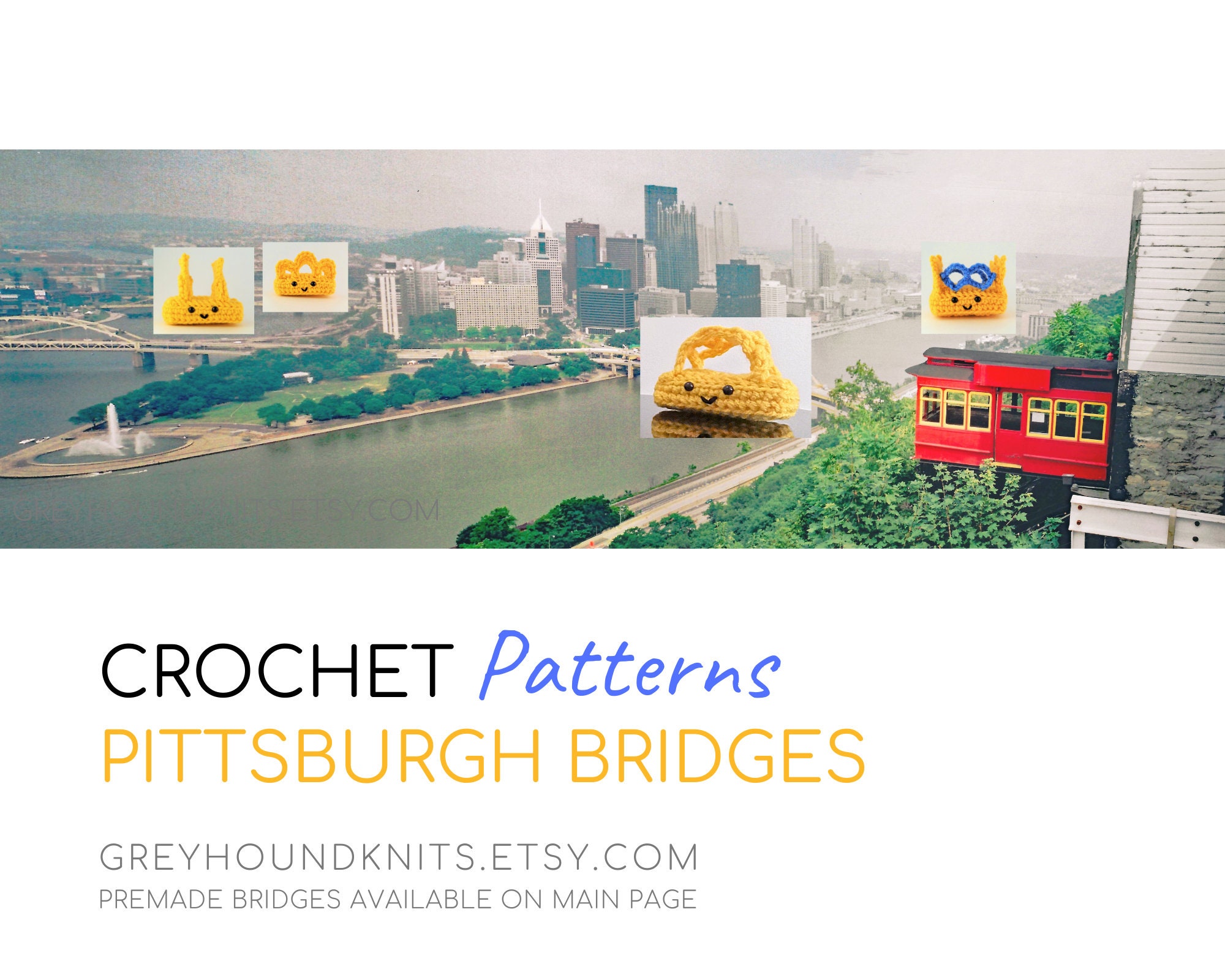PATTERN Pittsburgh Bridges Crocheted Roberto Clemente Three Sisters ...