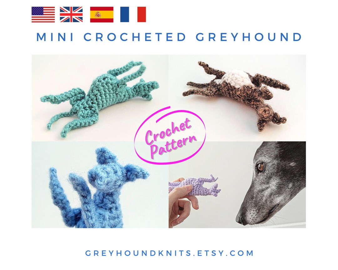 PATTERN Greyhound, Crochet Greyhound Stuffed Animal Pattern, Mini ...