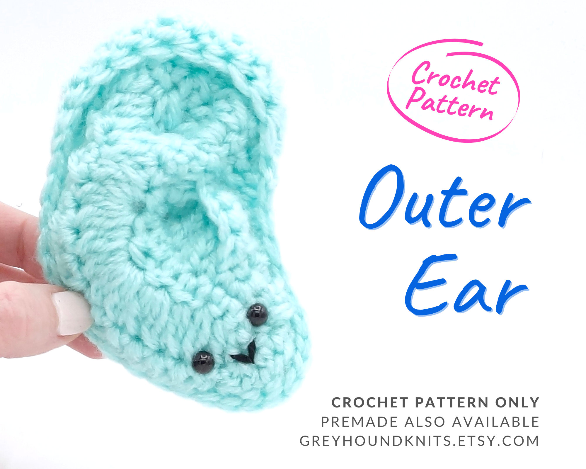 PATTERN Crochet Ear, Outer Ear Pinna, Audiologist ENT Otolaryngologist ...