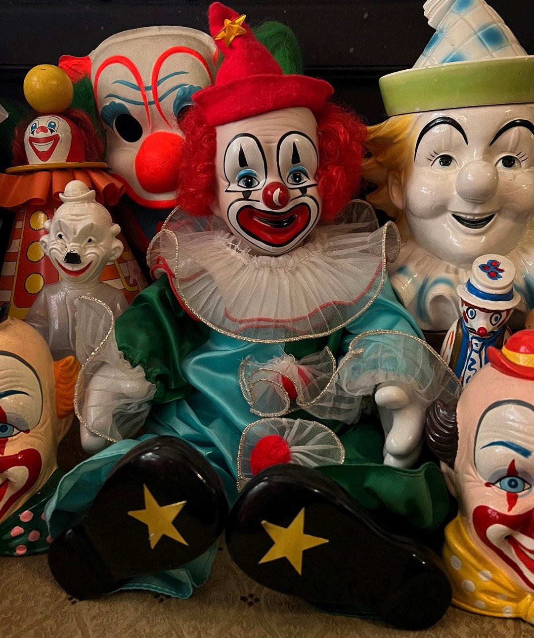 RARE Porcelain Clown Doll Large Vintage Kitschy Doll Creepy - Etsy