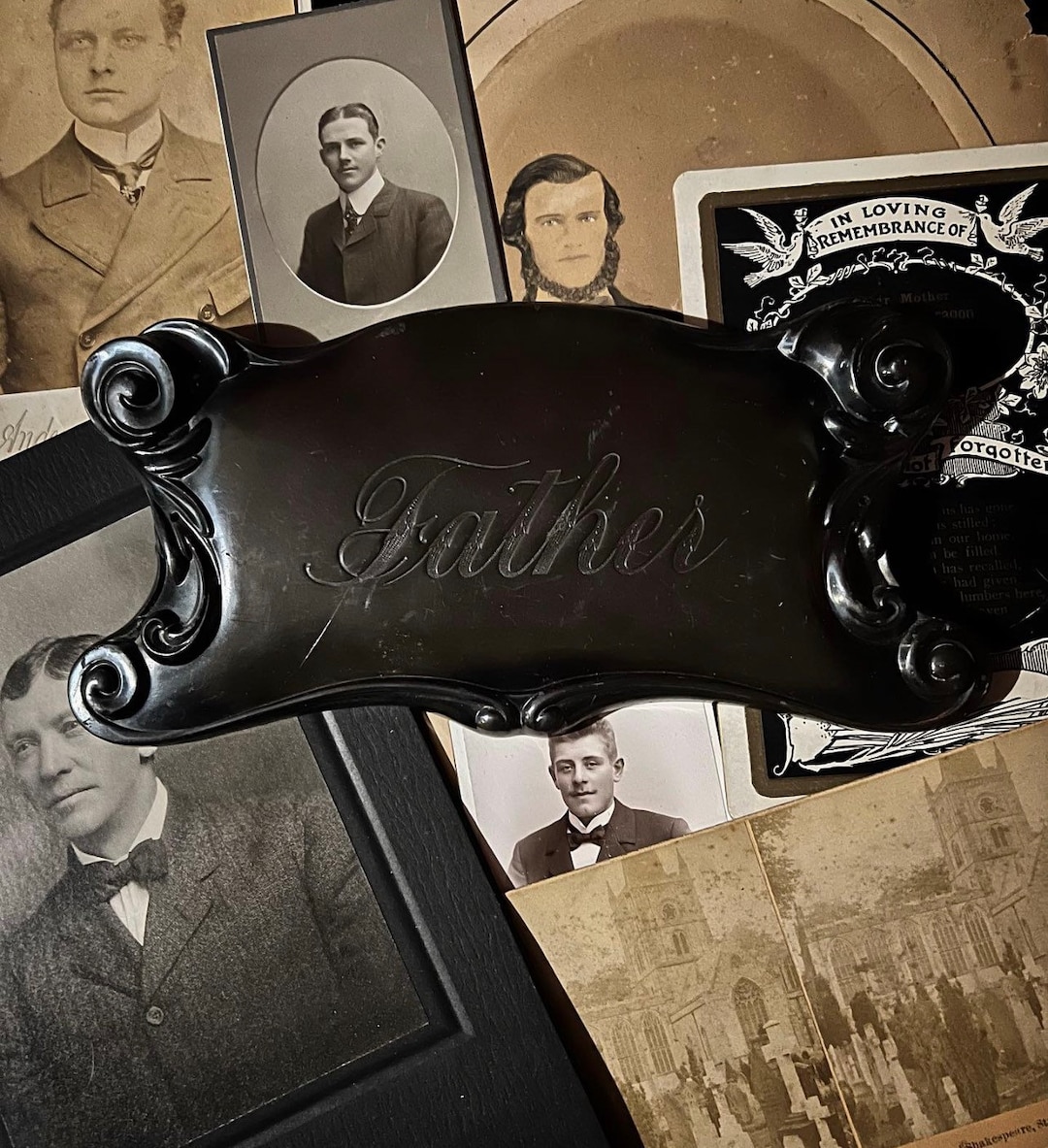 FATHER Casket Plaque Large Vintage Funeral Steel Coffin Plate Memento ...