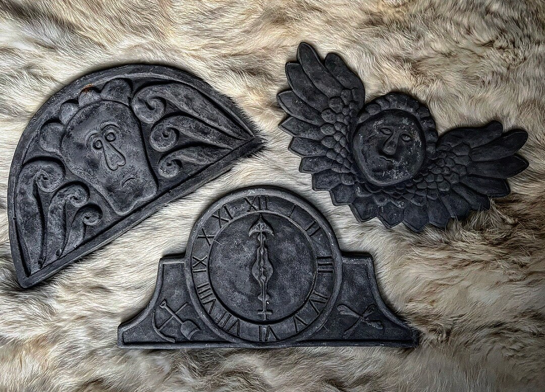 Real Tombstone Cemetery Death Clock Plaster Cast Memento Mori Cemetery ...