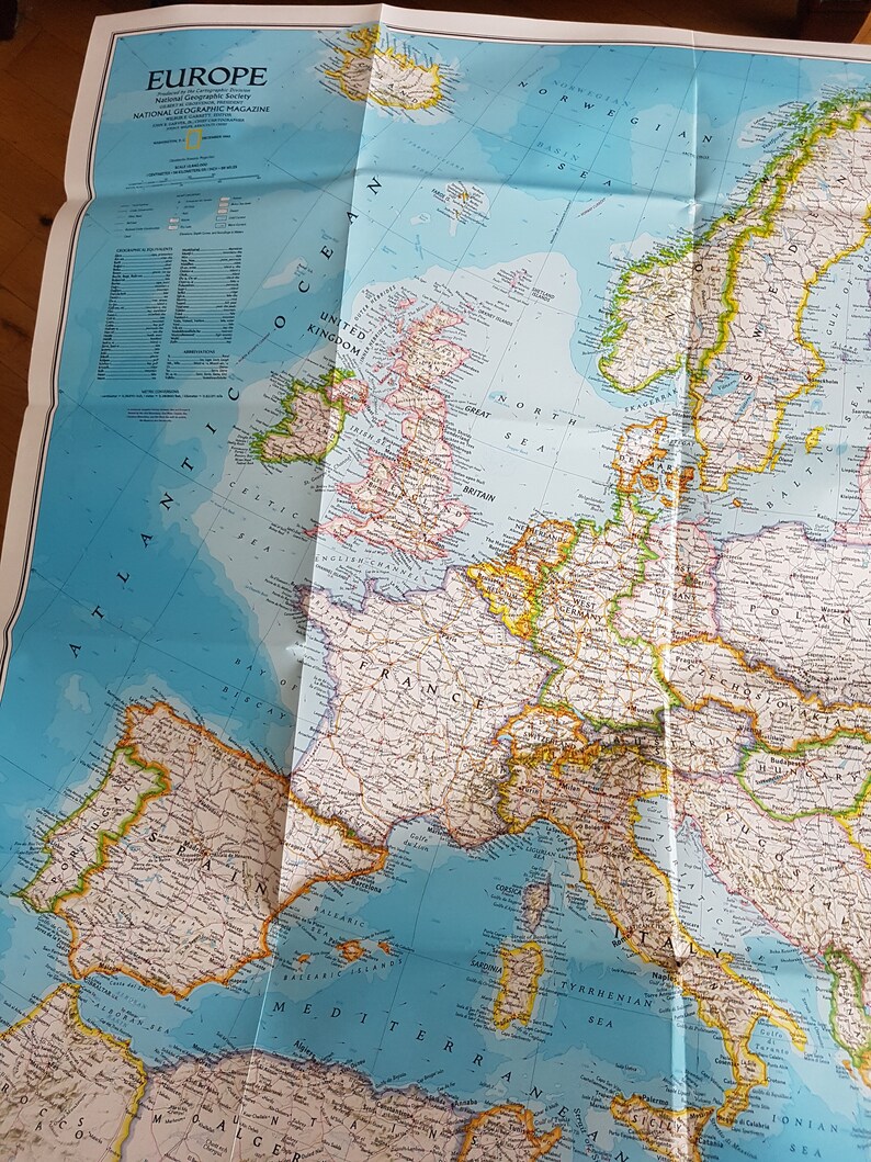 Vintage National Geographic Map Europe - Etsy Vintage National Geographic Map Europe - Etsy