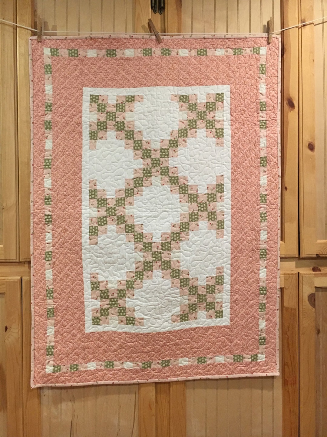 Pink Irish Chain Pattern Baby Quilt - Etsy