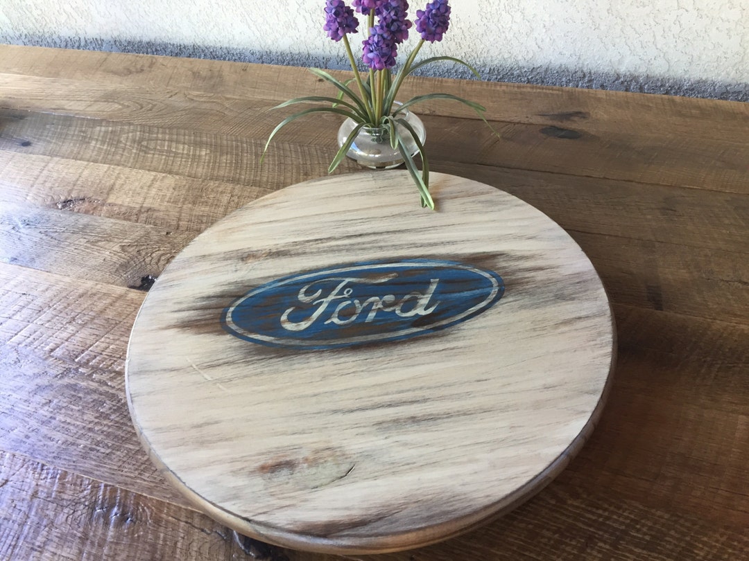 Hand Made Lazy-susan With Ford Emblem in Distressed Finish - Etsy