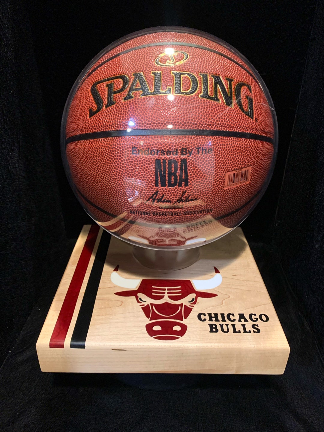 Michael Jordan Chicago Bulls Custom Hardwood Basketball Display Case ...