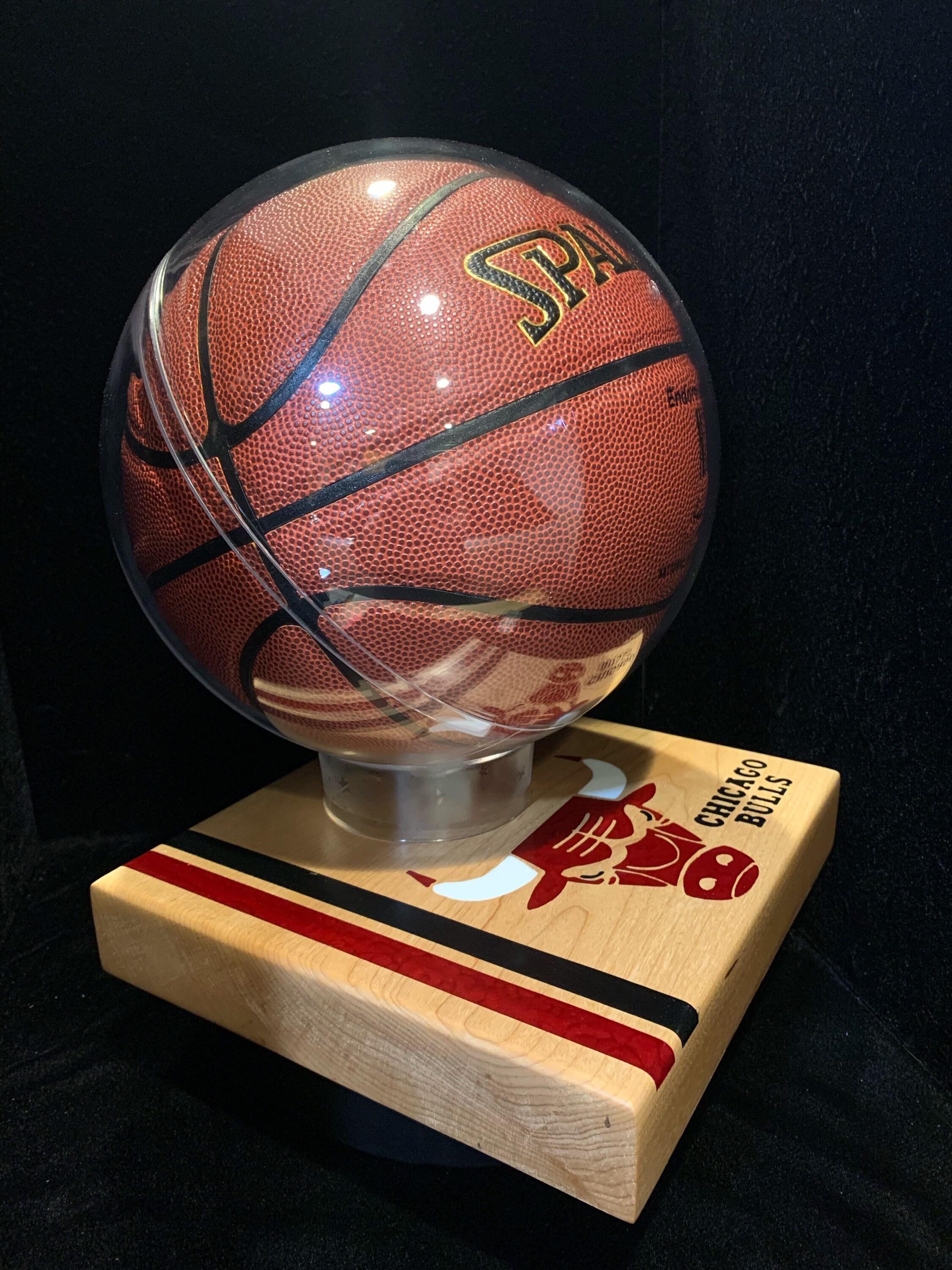 Michael Jordan Chicago Bulls Custom Hardwood Basketball Display Case ...