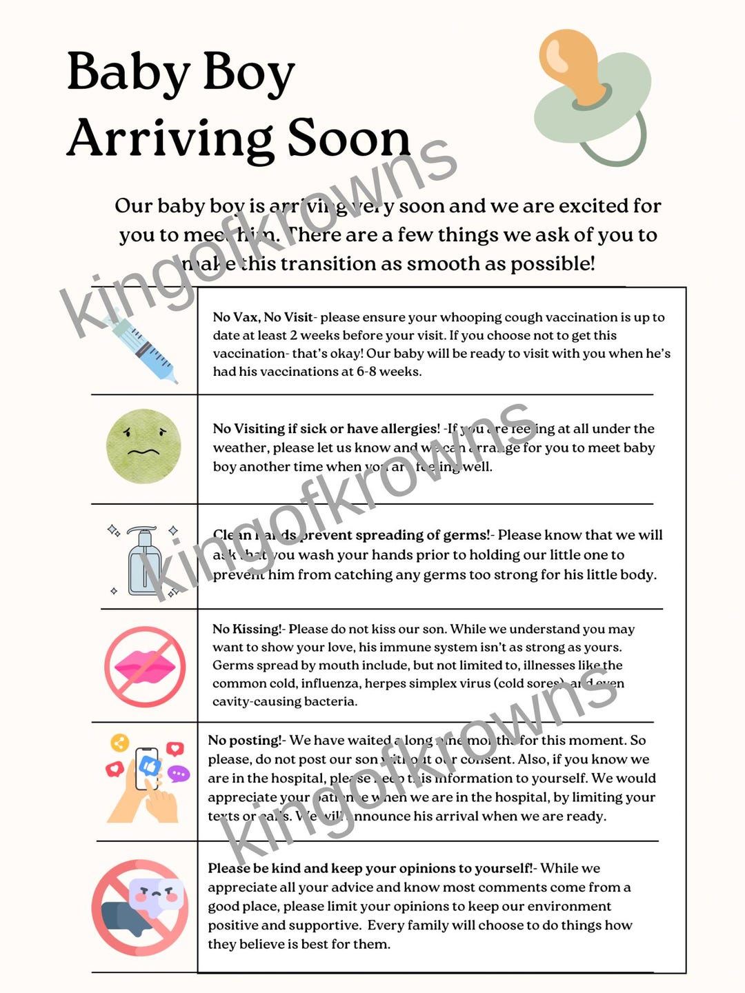 Baby Visiting Rules Png - Etsy