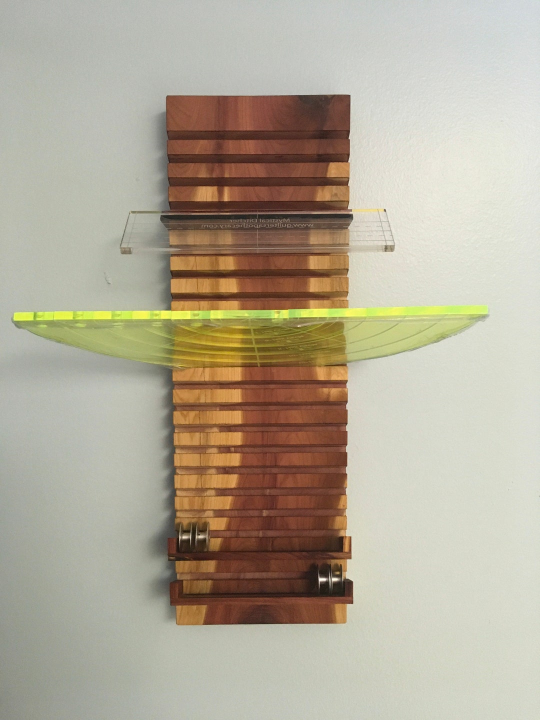 Solid 5 X 15 Hardwood Medium Hanging Ruler Rack With Bobbin Shelves - Etsy